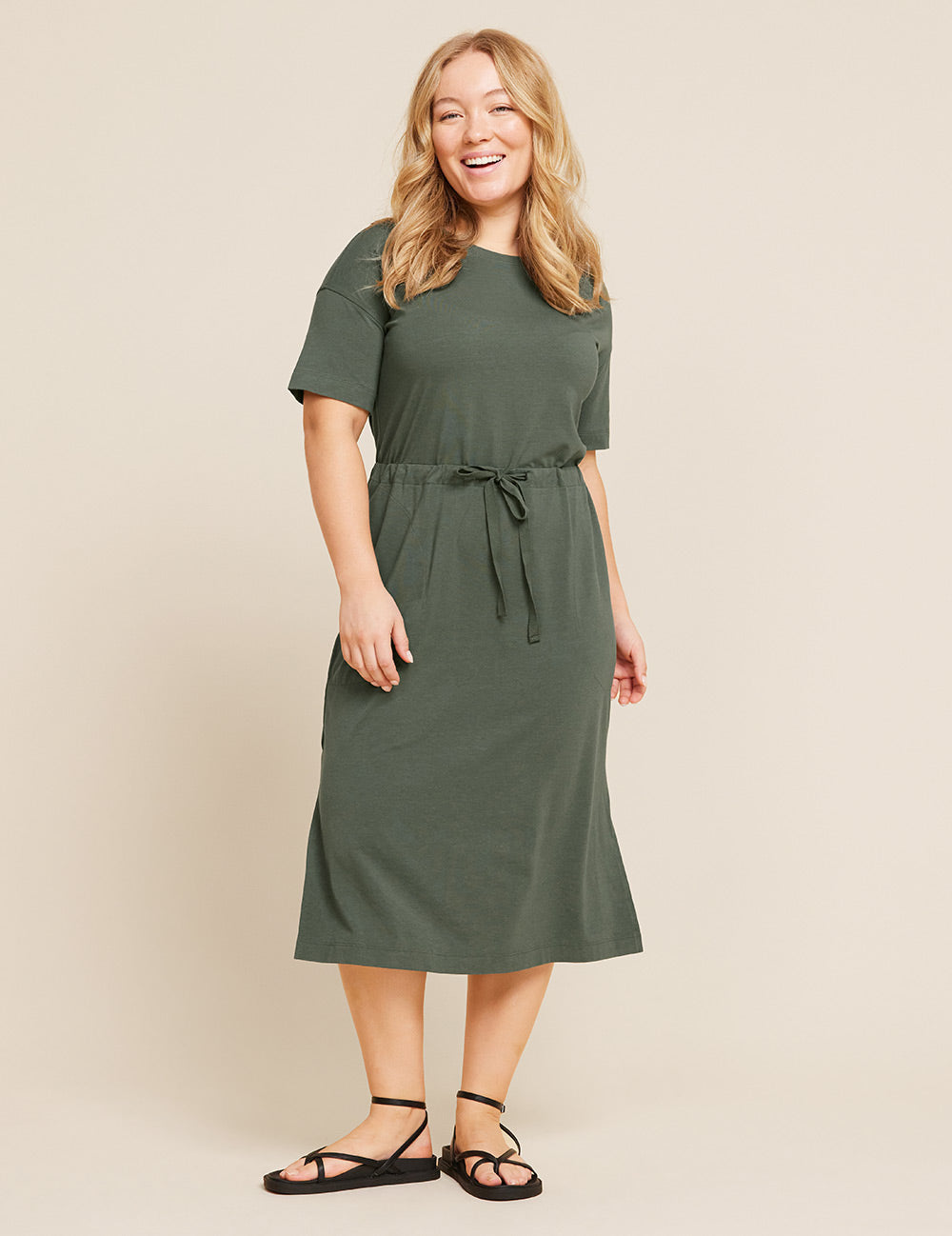 Women's Bamboo T-Shirt Tie Dress in Moss – Boody Europe